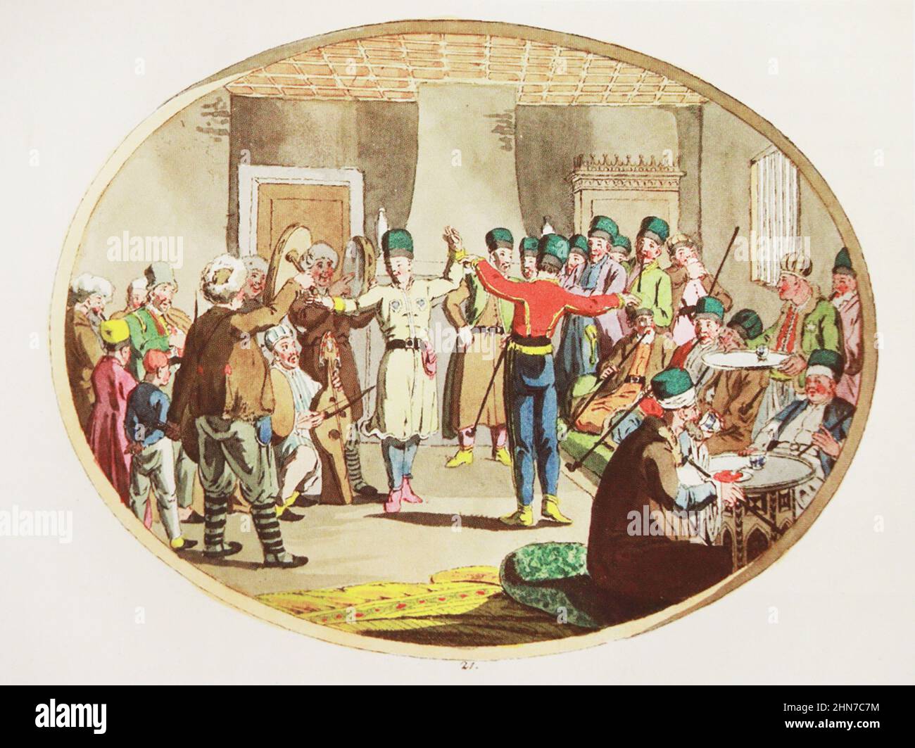 Crimean Tatars on holiday. Lithograph by Christian Geisler Stock Photo ...