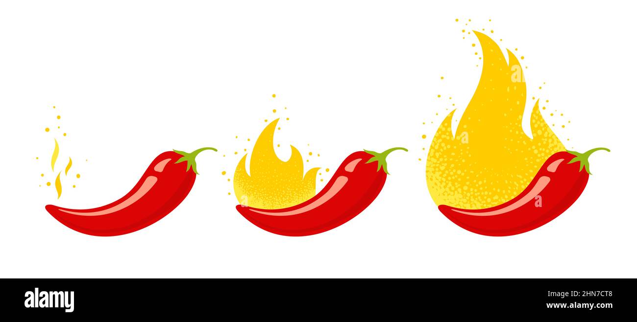 Mild, medium and hot chilli pepper. Vector emblems jalapeno or chilli ...