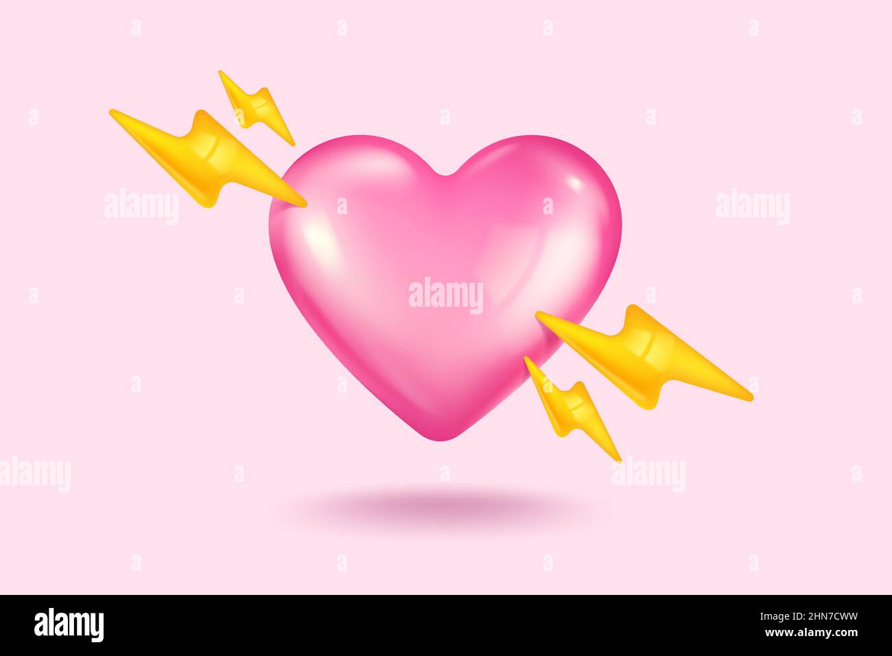 Vector icon of pink heart with lightning for Valentine's Day in ...