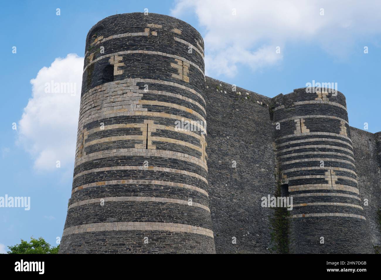 View of the historic medieval Angers Castle in the Loire Valley, Maine ...