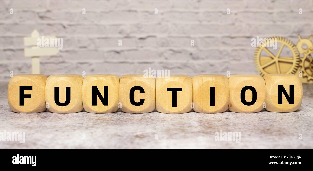 Function Word Written In Wooden Cube Stock Photo - Alamy