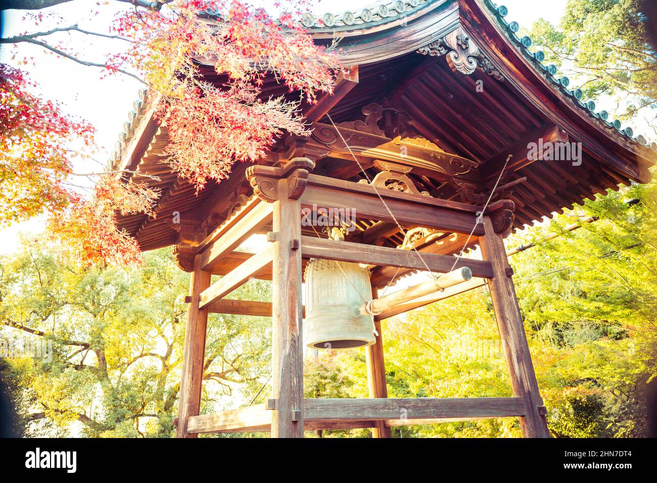 A large Japanese temple bell at the Kodaiji temple in Kyoto, Japan ...