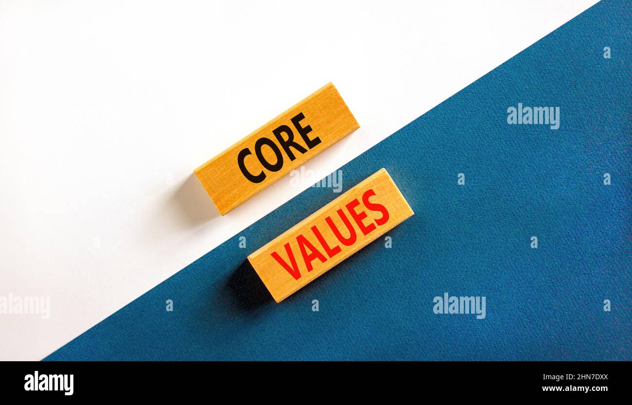 Core values symbol. Concept words Core values on wooden blocks on a ...