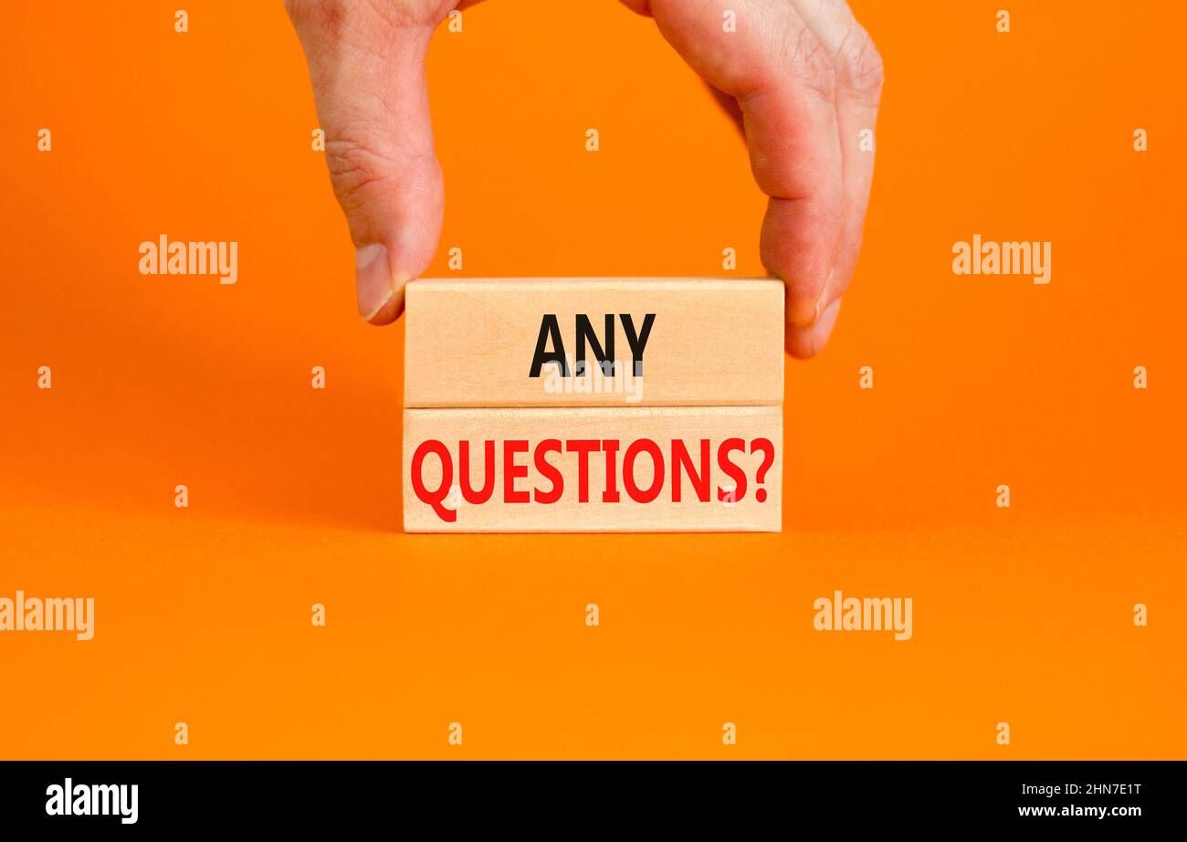 Any questions symbol. Concept words Any questions on wooden blocks on a ...