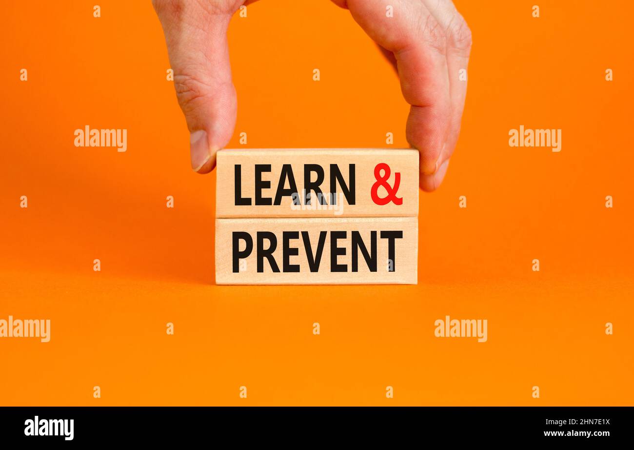 Learn and prevent symbol. Concept words Learn and prevent on wooden ...