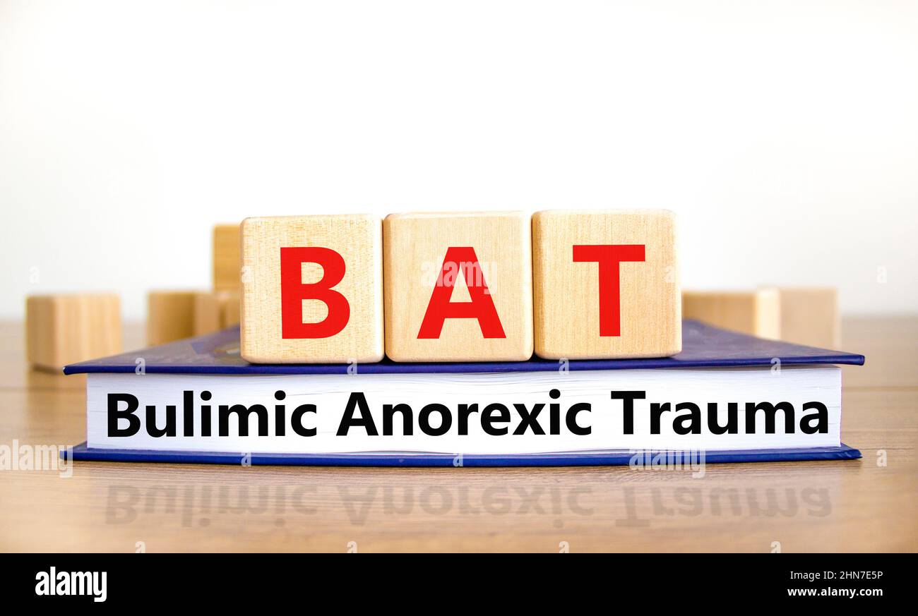 BAT bulimic anorexic trauma symbol. Concept words BAT bulimic anorexic ...