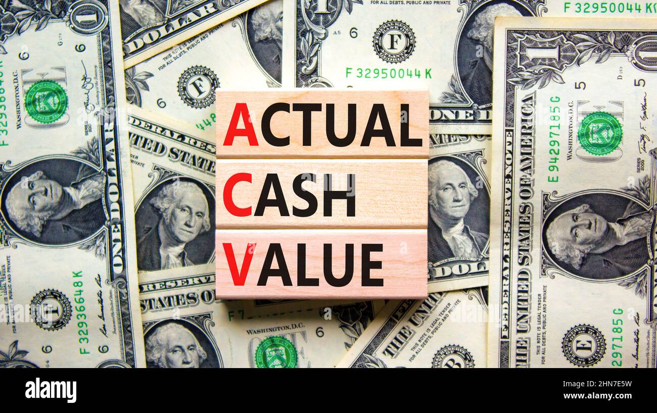 ACV actual cash value symbol. Concept words ACV actual cash value on ...