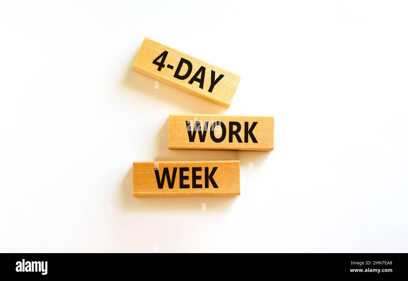 4-day work week symbol. Concept words 4-day work week on wooden blocks ...