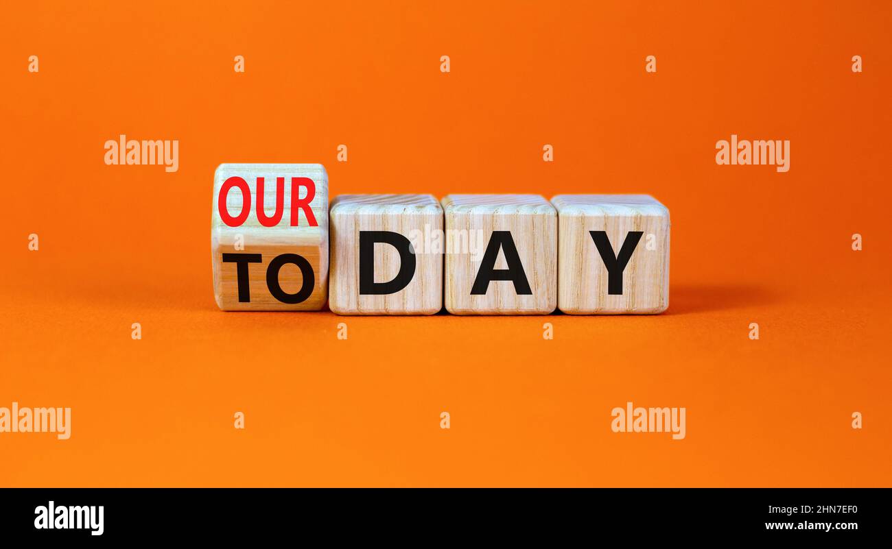 Today is our day symbol. Turned wooden cubes and changed concept words ...