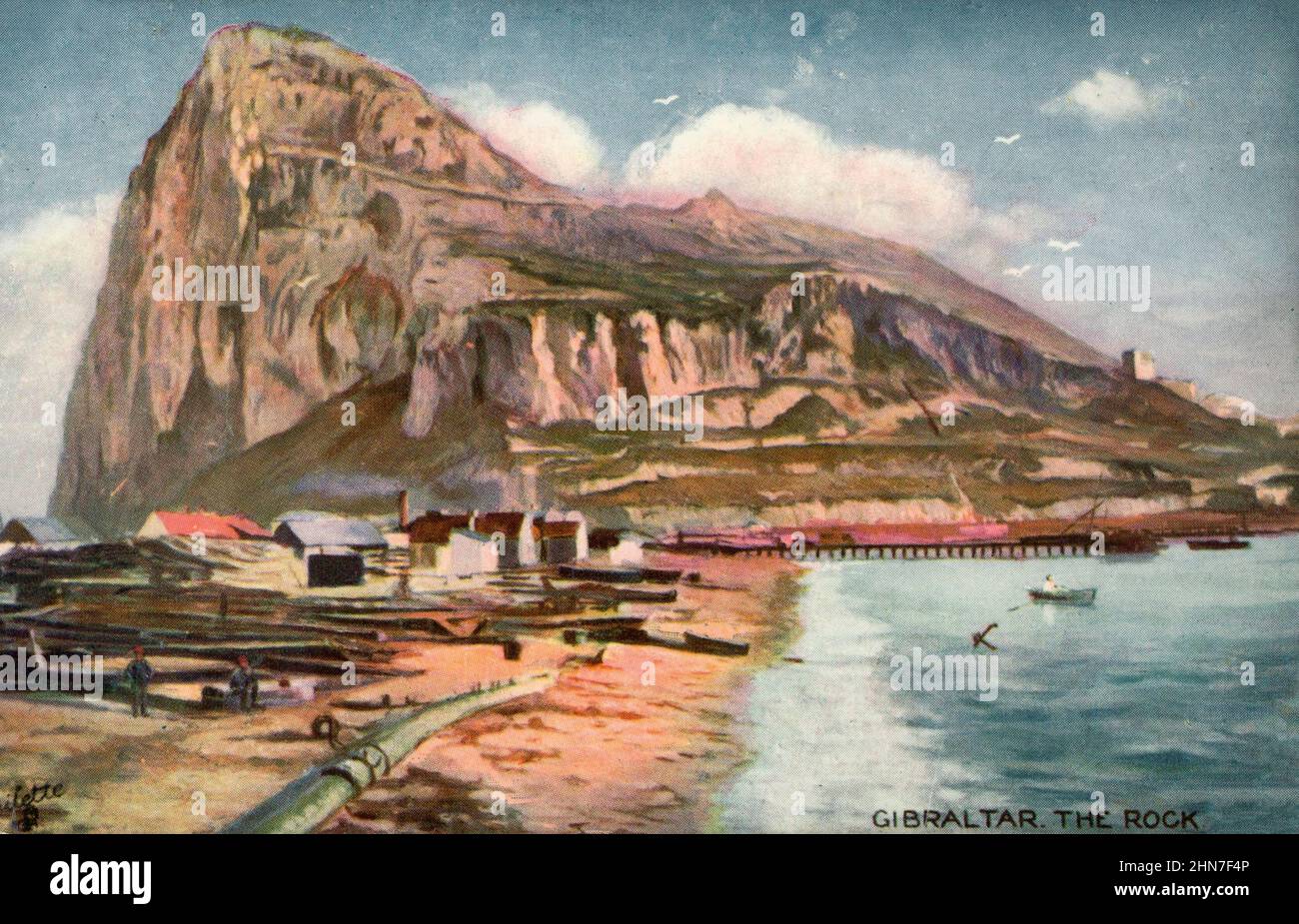 Postcard of the Rock of Gibraltar, circa 1910 Stock Photo - Alamy