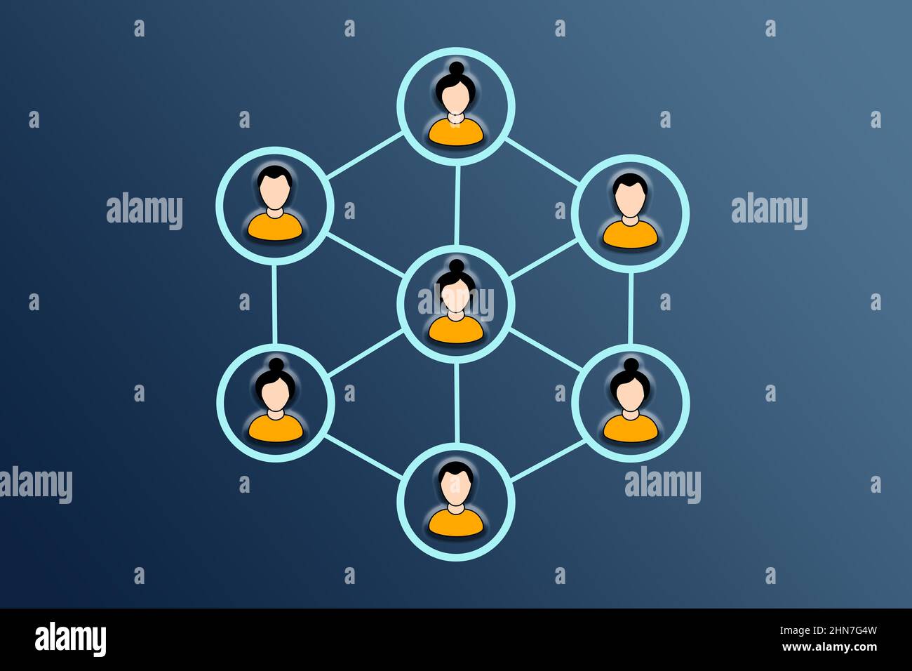 Teamleader and teamwork. Team members connected in a network or team ...