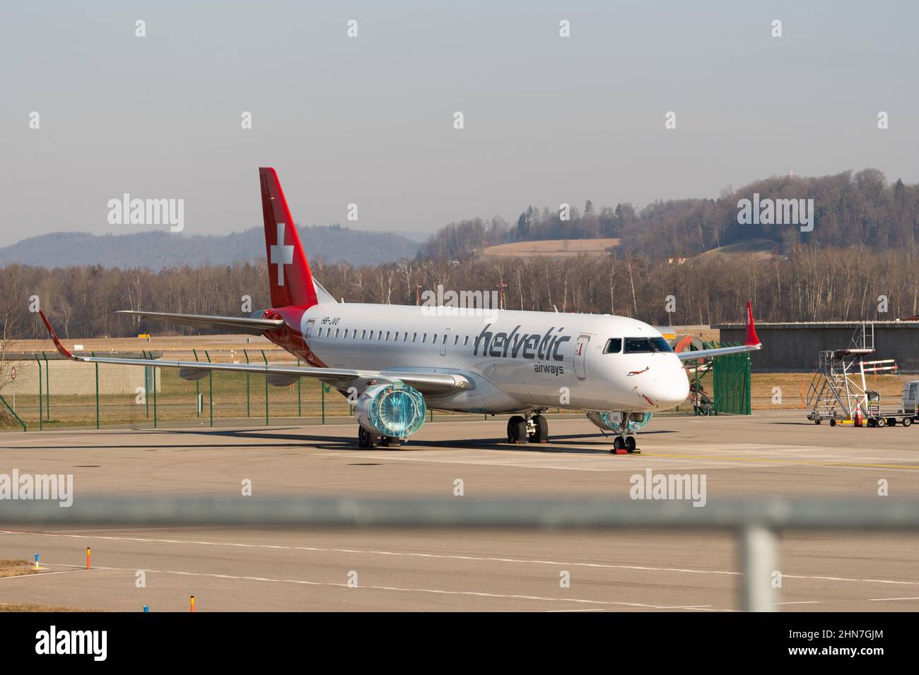 Zurich, Switzerland, February 10, 2022 Helvetic Airways Embraer ERJ 190 ... Zurich, Switzerland, February 10, 2022 Helvetic Airways Embraer ERJ 190 ...