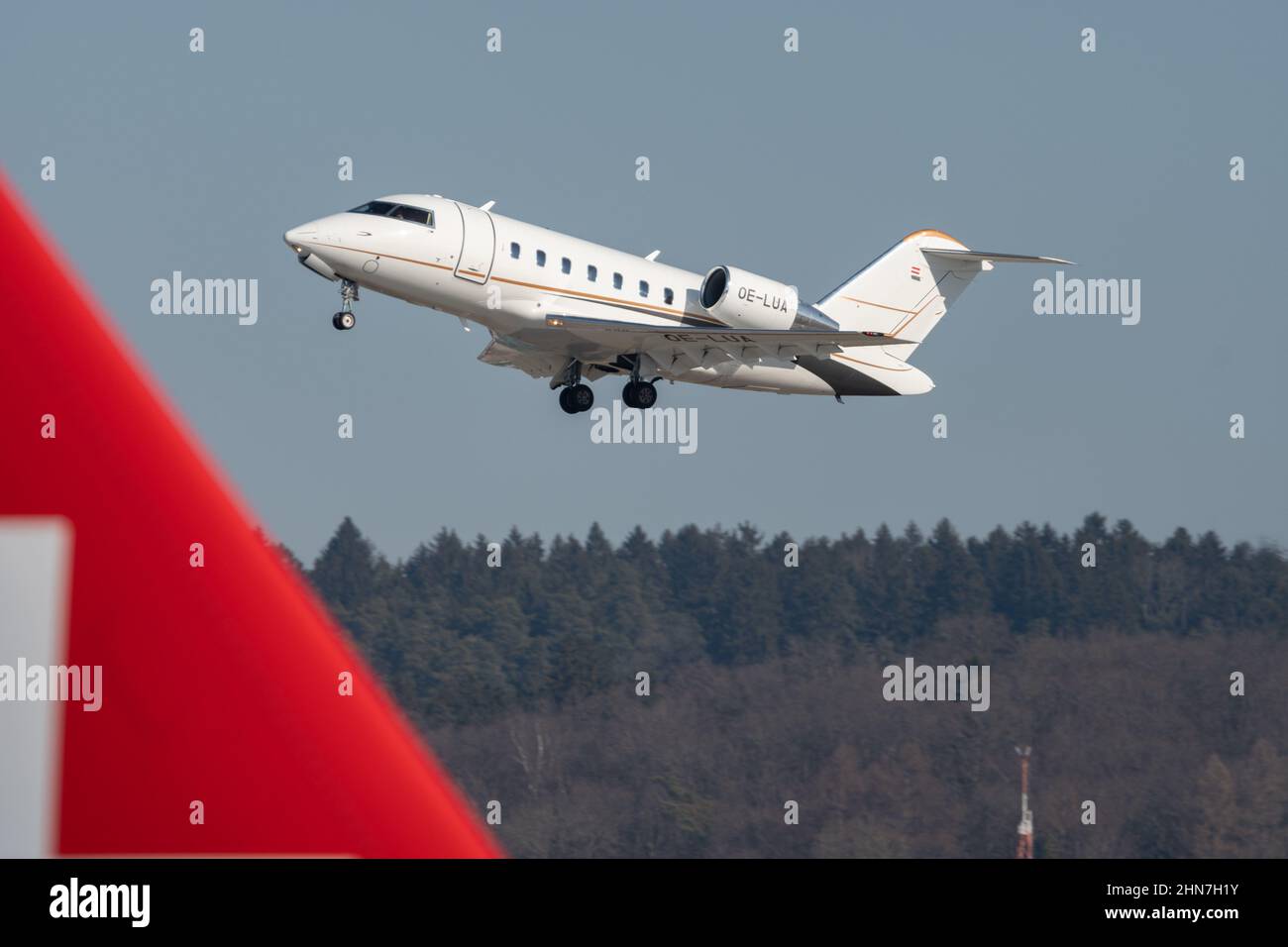 Zurich, Switzerland, February 10, 2022 Bombardier Challenger 650 jet ...