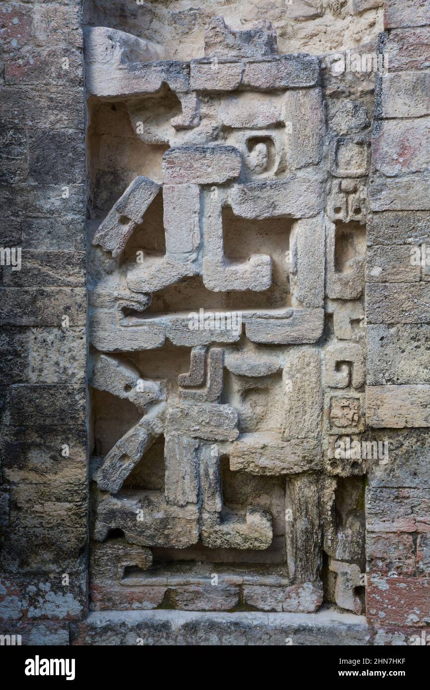 Stucco Zoomorphic Mosaic Design, Structure 1, Mayan Ruins, Chicanna ...