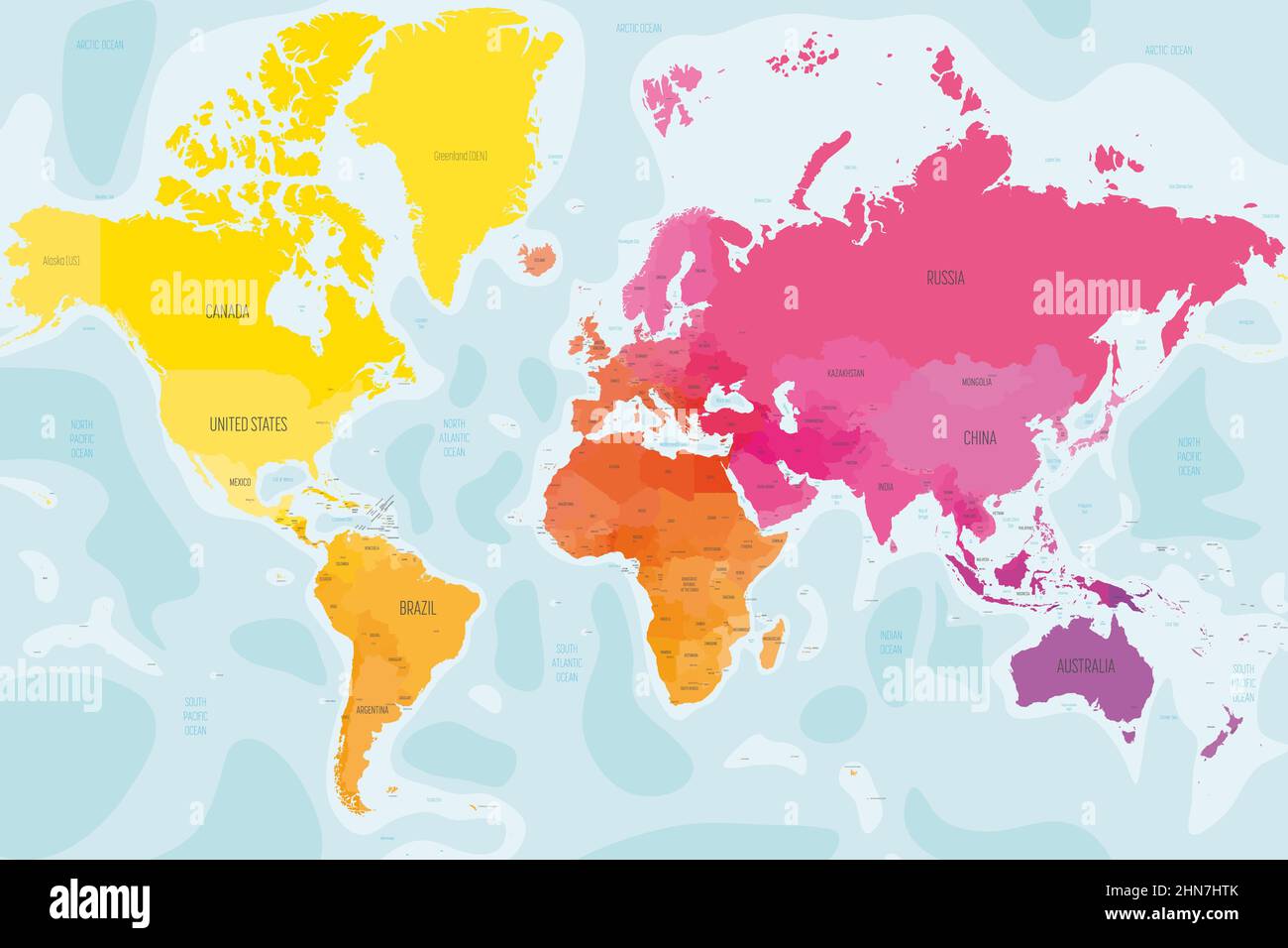 Colorful political map of World Stock Vector Image & Art - Alamy