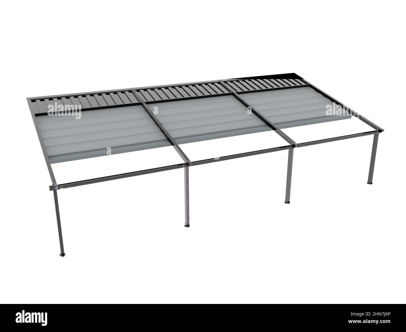 3d render of aluminum pergola, bioclimatic pergola system Stock Photo ...