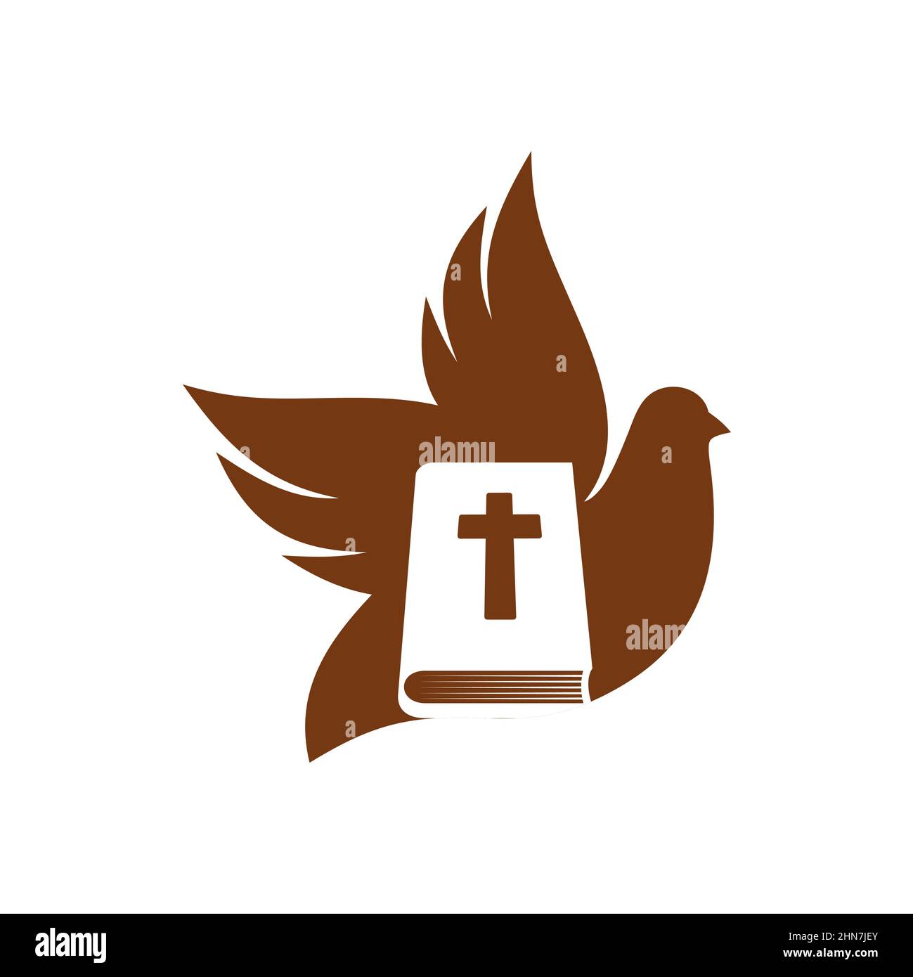 Christianity religion vector icon with Bible, cross and dove. Christian ...