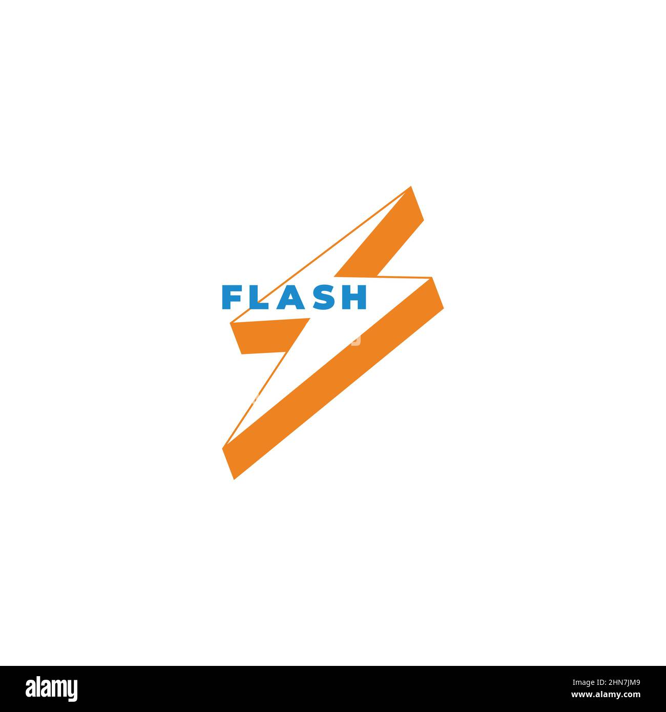flash thunder line simple geometric 3d flat logo vector Stock Vector ...