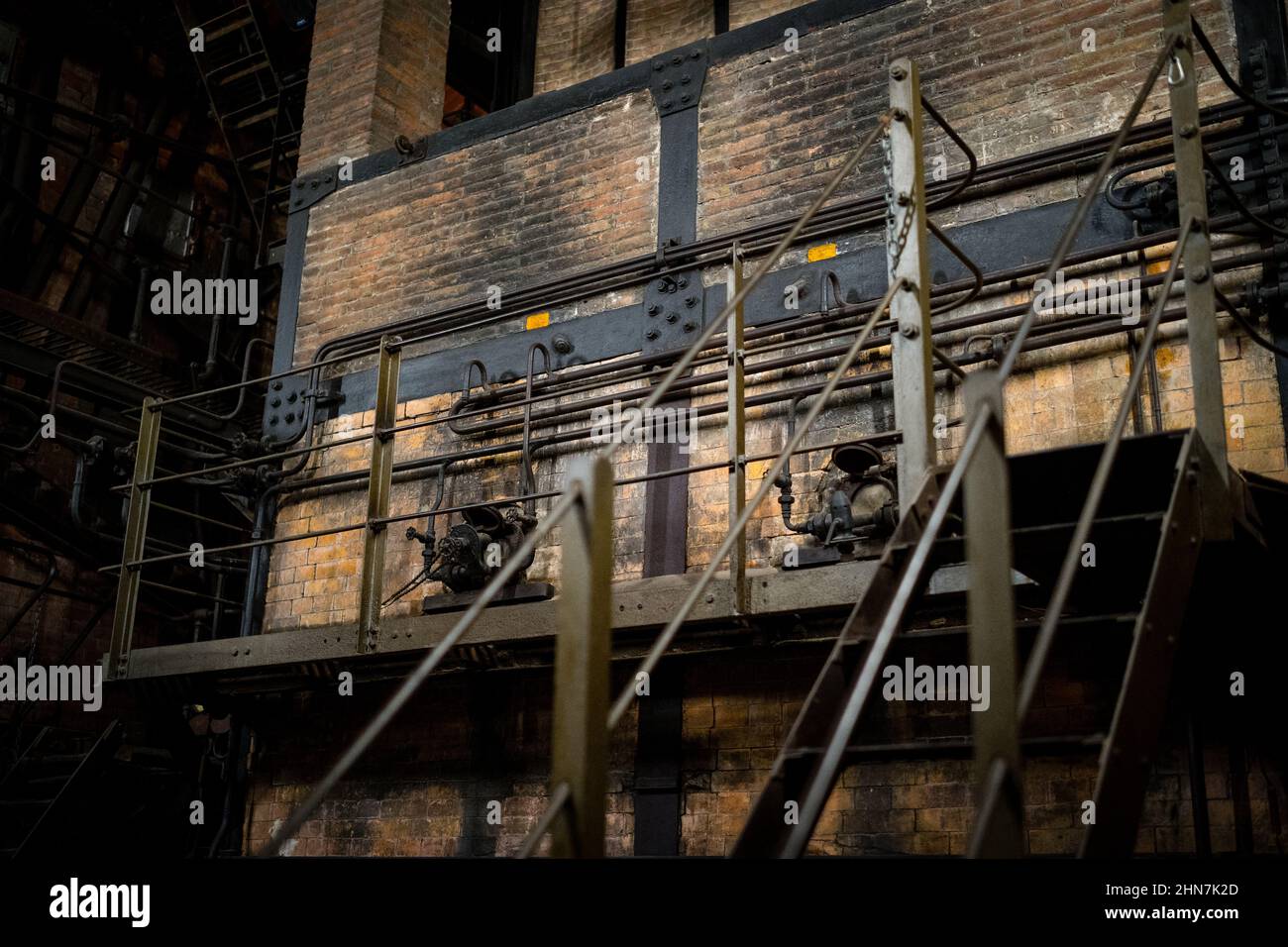 Metallic staircase in an abandoned factory Stock Photo - Alamy