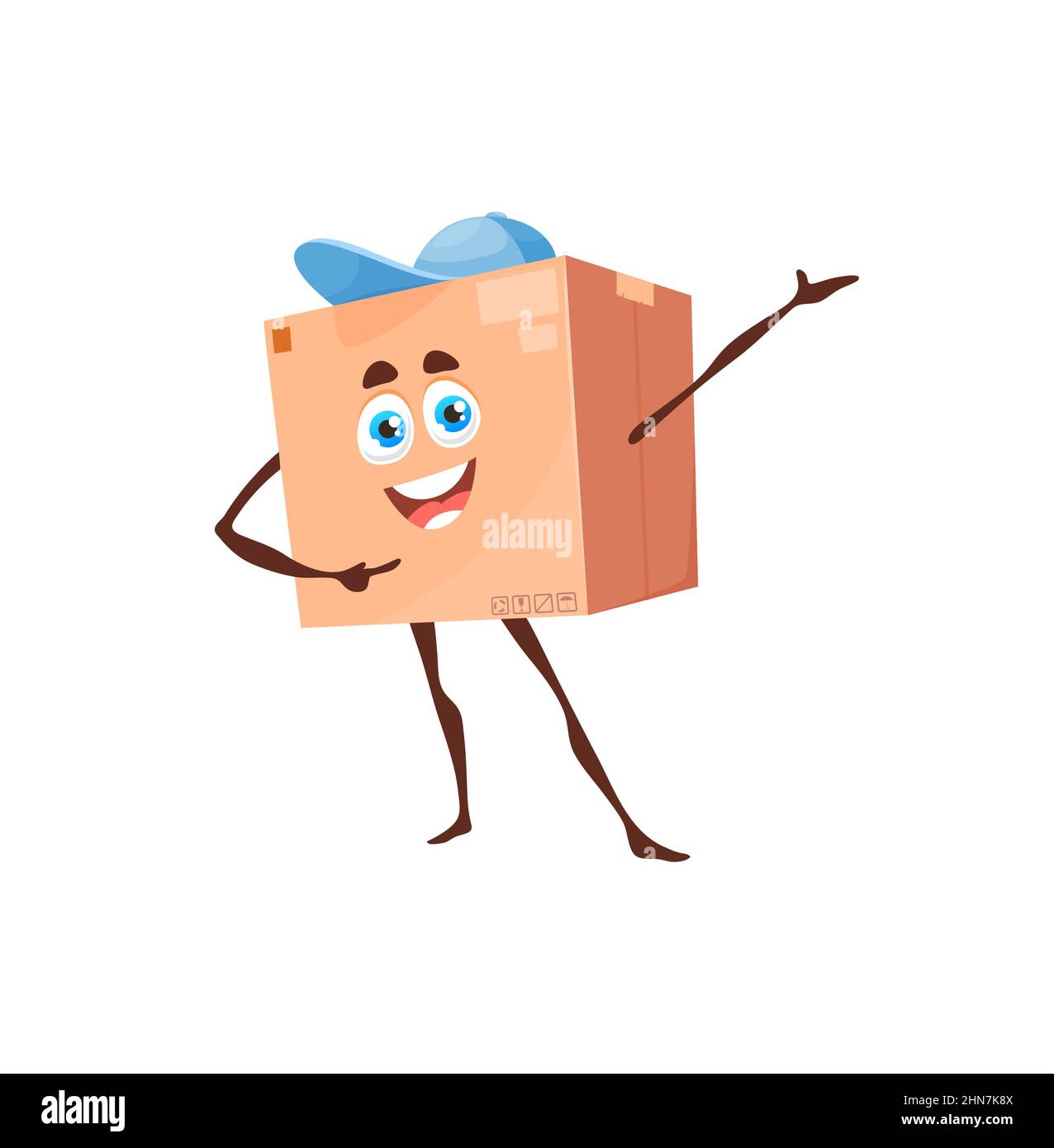 Cartoon cardboard box courier delivery character. Vector package mascot ...