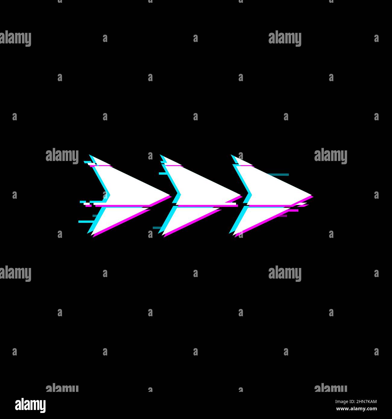 Way pointer arrow pointing jump forward right on malfunction distortion ...