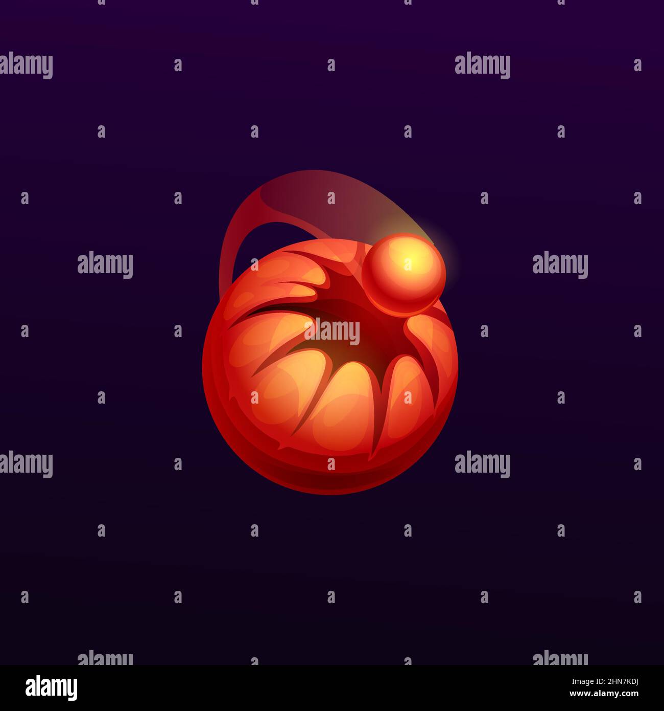Cartoon space unusual planet with core, vector game ui fantasy element ...