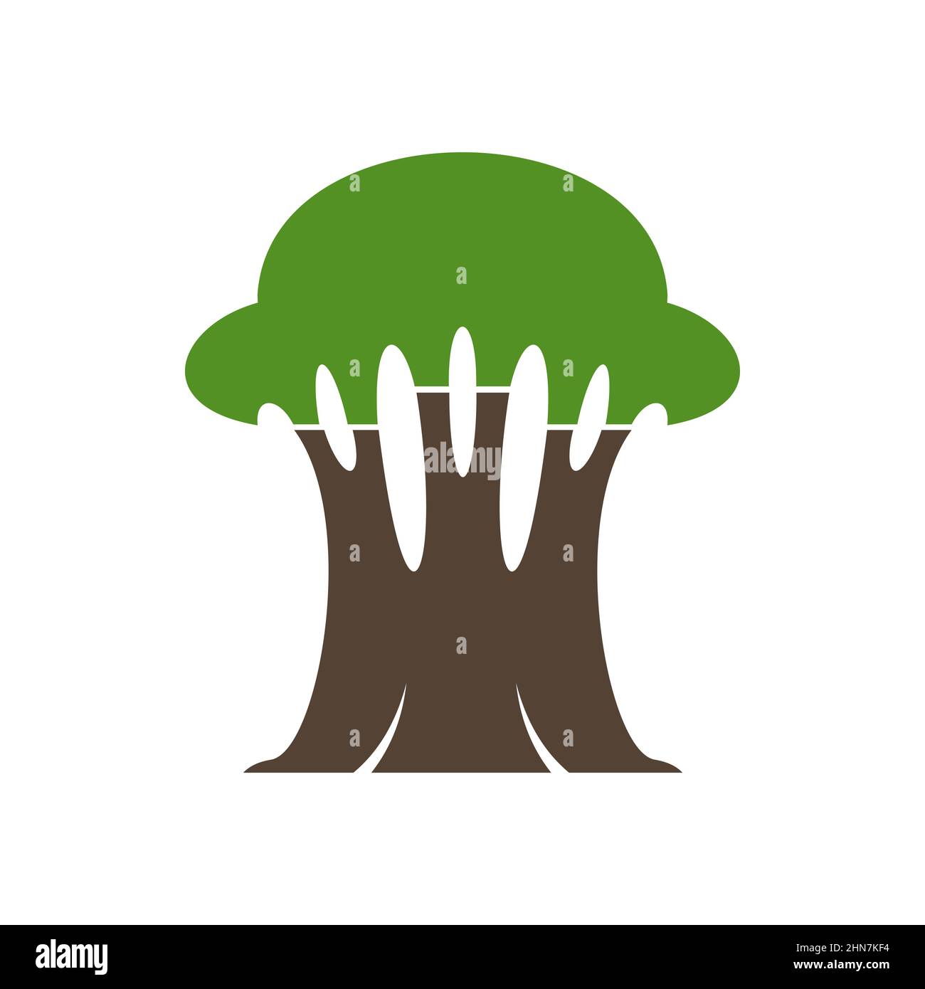 Forest oak tree icon with silhouette of green leaf and wood, vector ...
