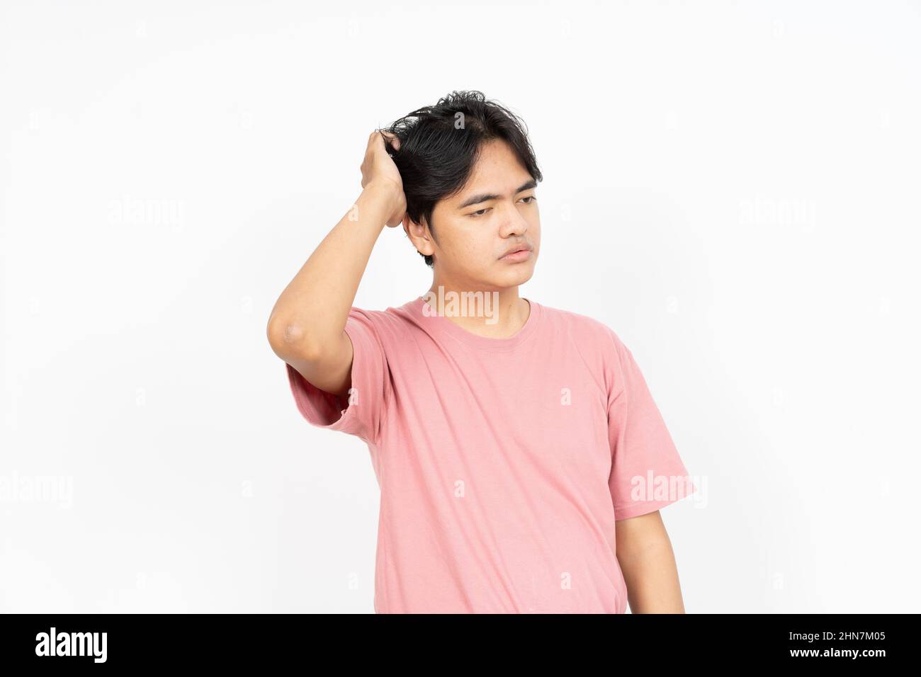 Confused and Think Gesture Of Asian man Isolated On White Background ...