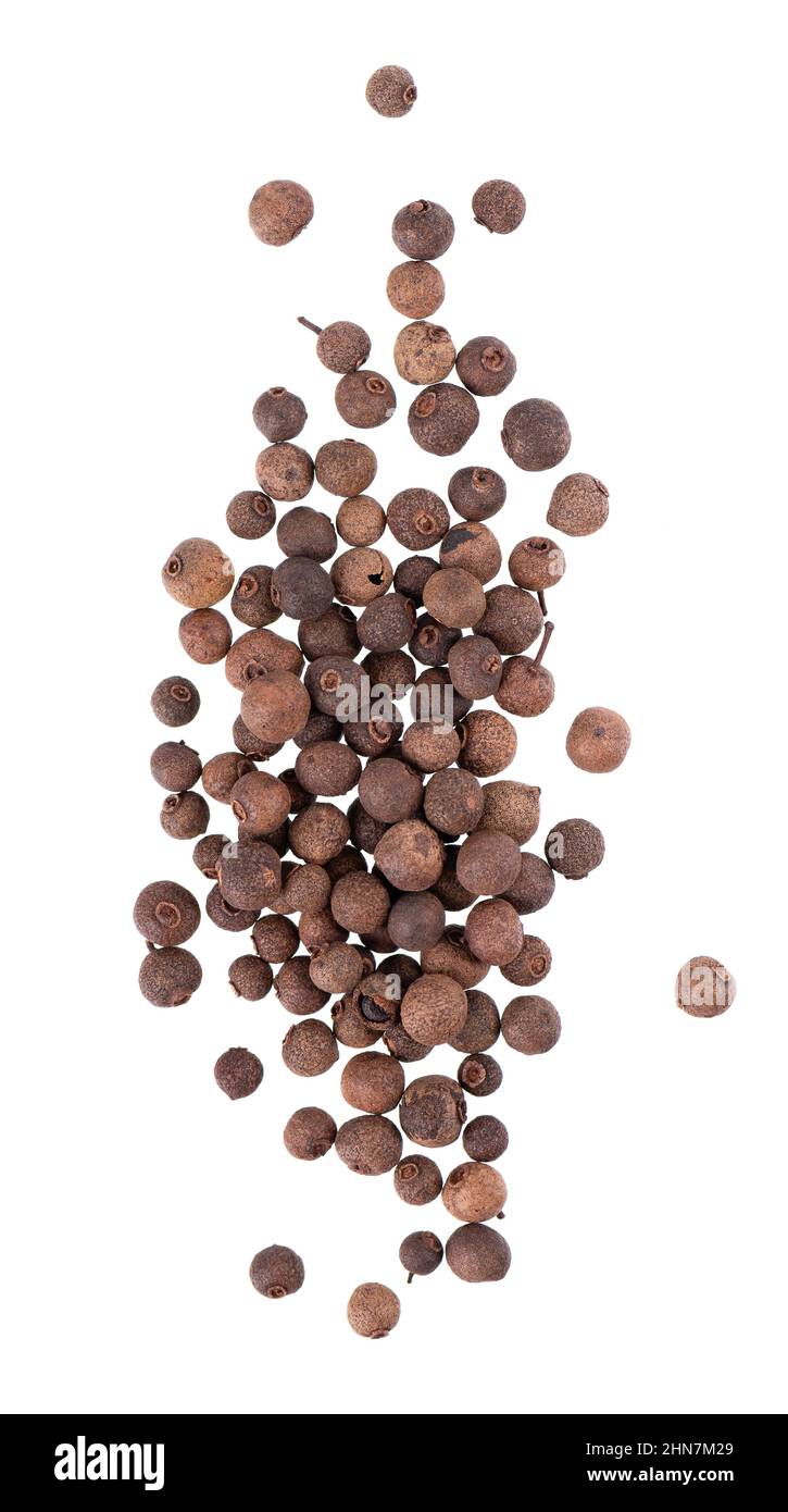 Allspice pile isolated on white background. Jamaican pepper, pimento ...