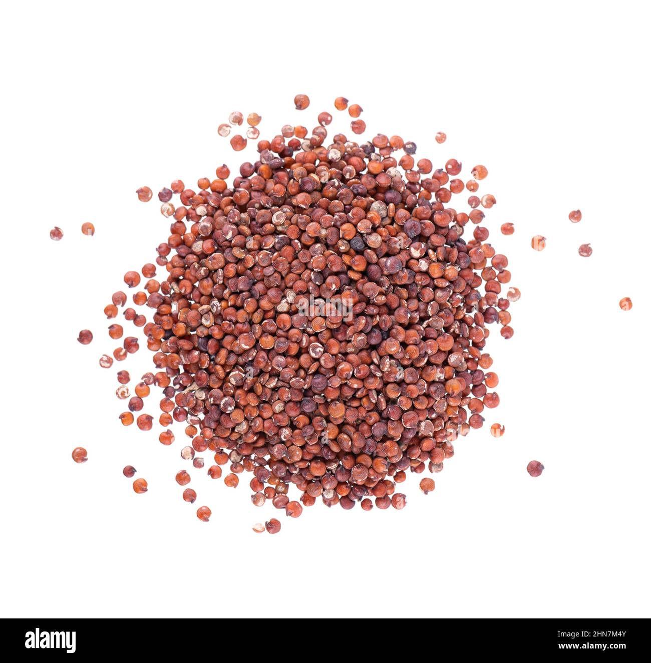 Red quinoa seeds isolated on white background. Pile of raw kinwa. Top ...