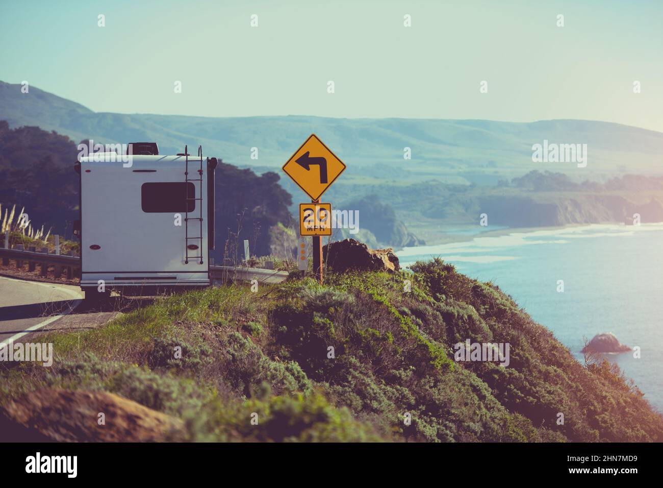 Recreational Vehicle RV Class C Camper Van on the Scenic Coastal Route ...