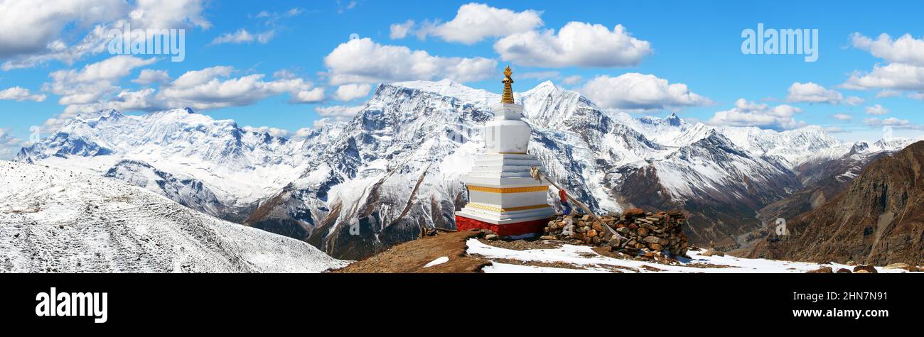 Panoramic view of Annapurna 2 II, Annapurna 3 III, Ganggapurna ...