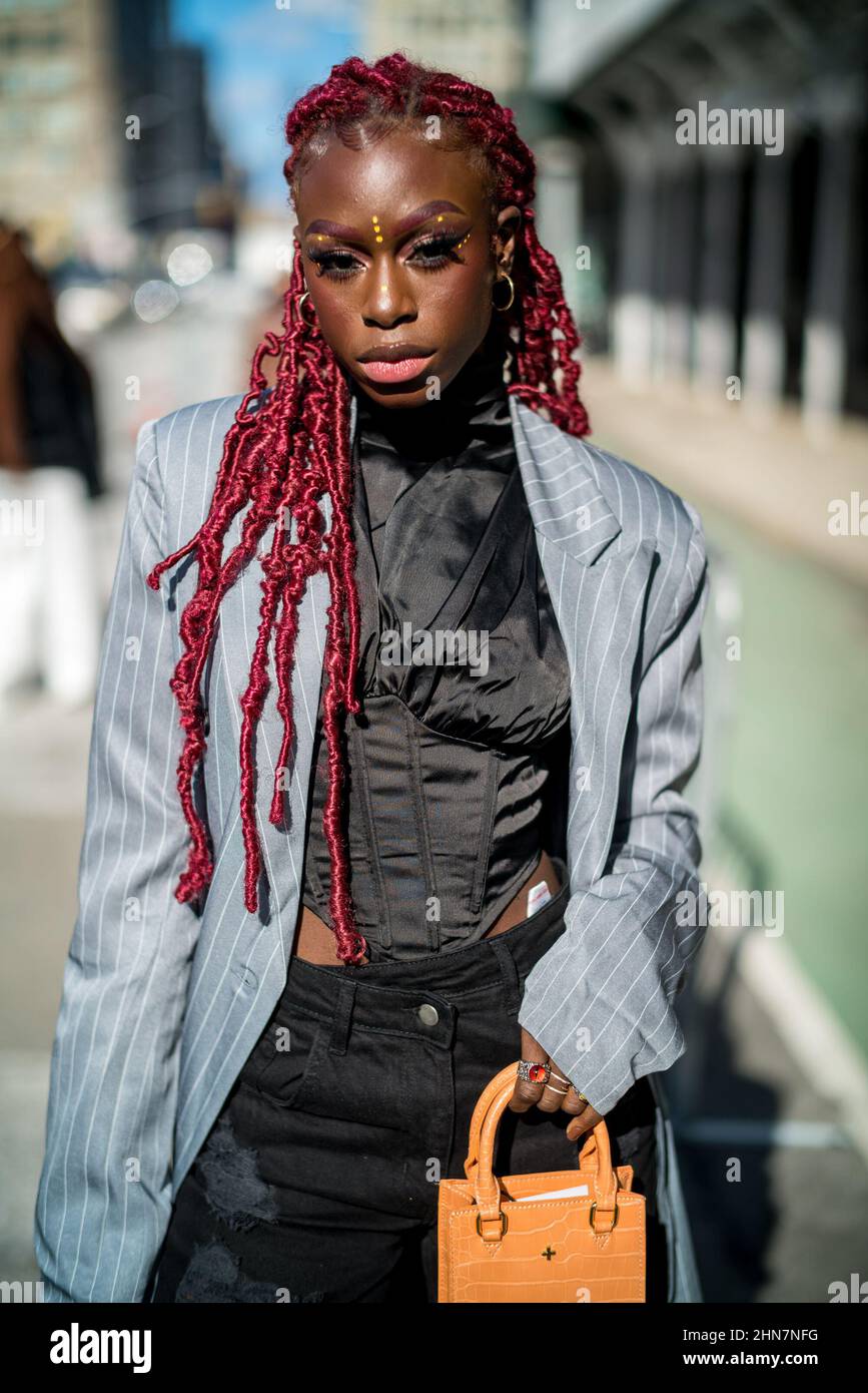New York, New York, USA. 14th Feb, 2022. Fashion model DIARRA SYLLA ...