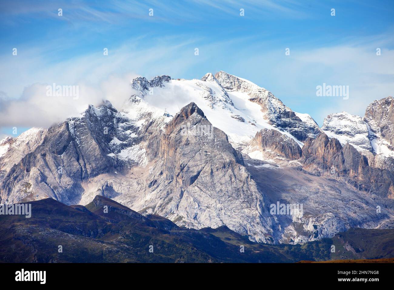 Panoramic view of mount Marmolada, the highest mount of Dolomites ...