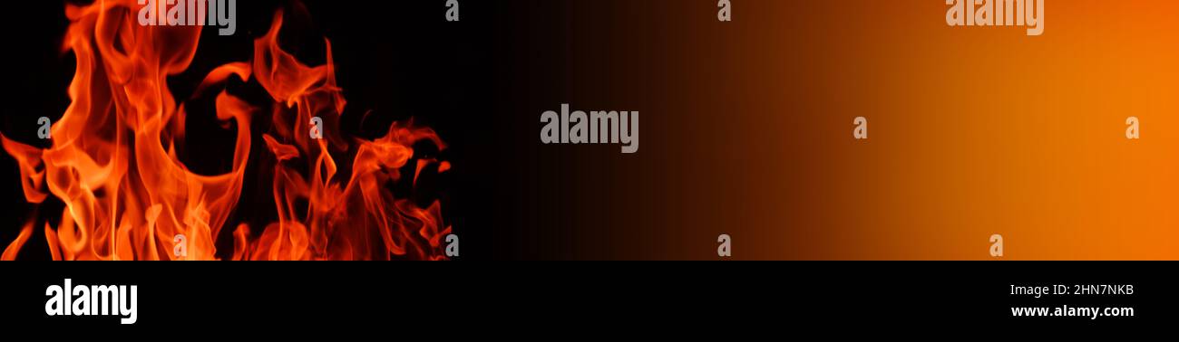 Flame.Burning banner. Black banner with flames. Flames on a black ...