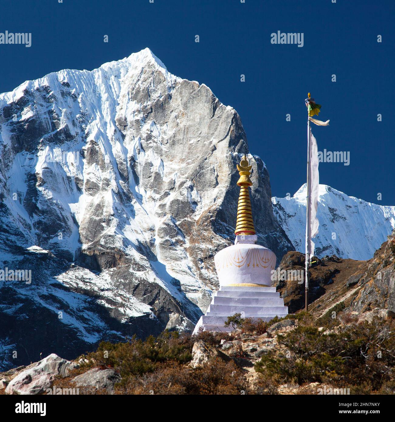 Thame gompa with Stupa and temple, Buddhist monastery in Khumbu valley ...