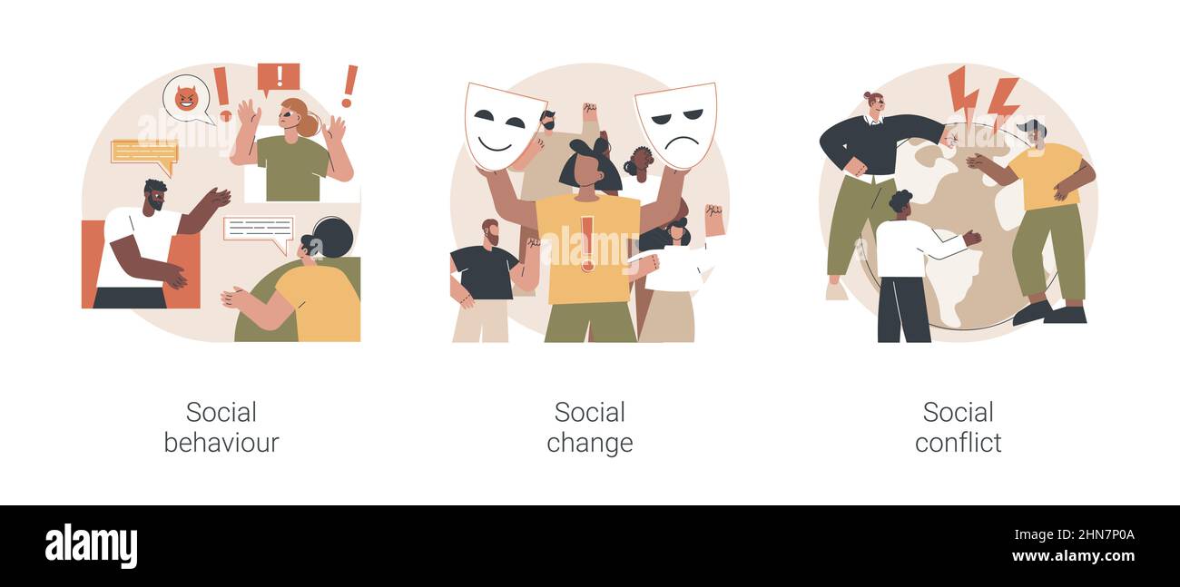 Social activity abstract concept vector illustration set. Social ...