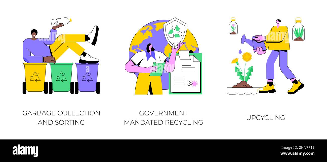 Waste disposal and reuse abstract concept vector illustration set ...