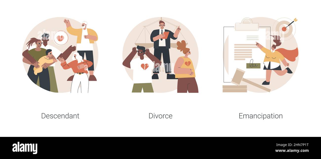 Family roles abstract concept vector illustration set. Descendant and ...