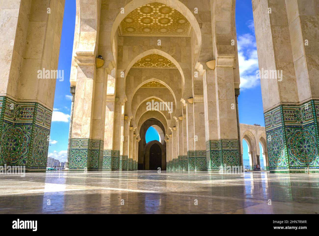 Famous historic Hassan II Mosque in Marrakech City, Morocco Stock Photo ...