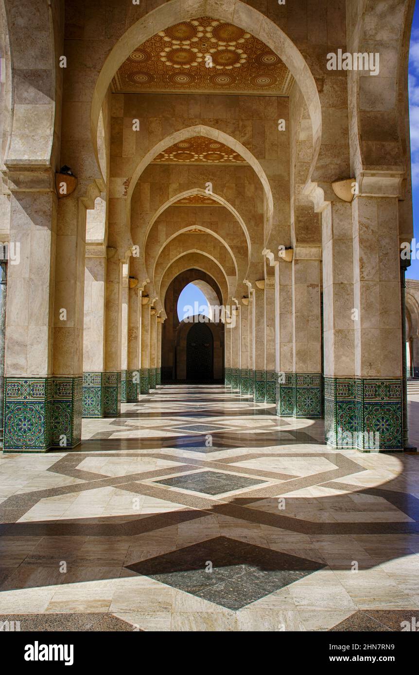 Famous historic Hassan II Mosque in Marrakech City, Morocco Stock Photo ...