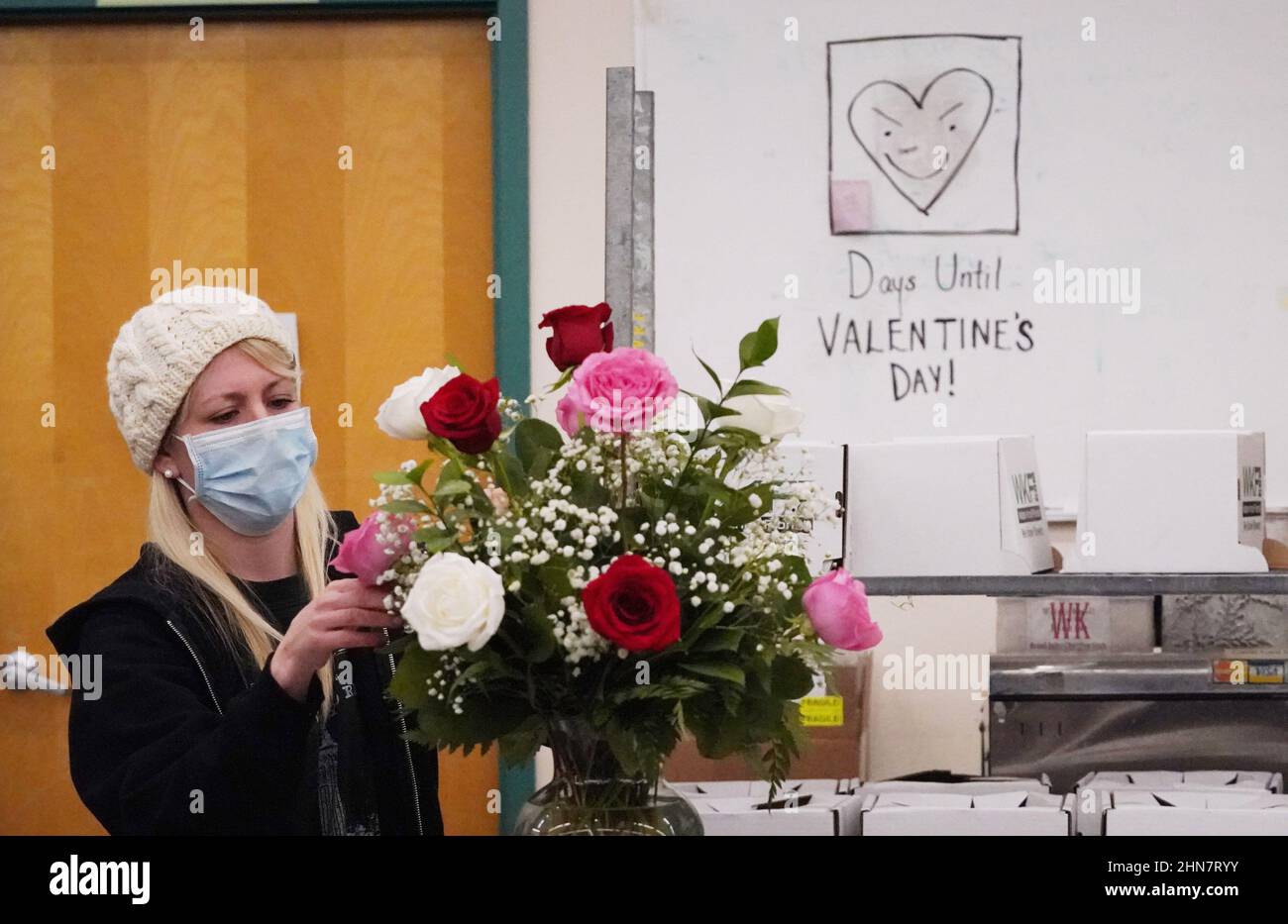 St. Louis, United States. 14th Feb, 2022. Floral arranger Amanda Lakey ...