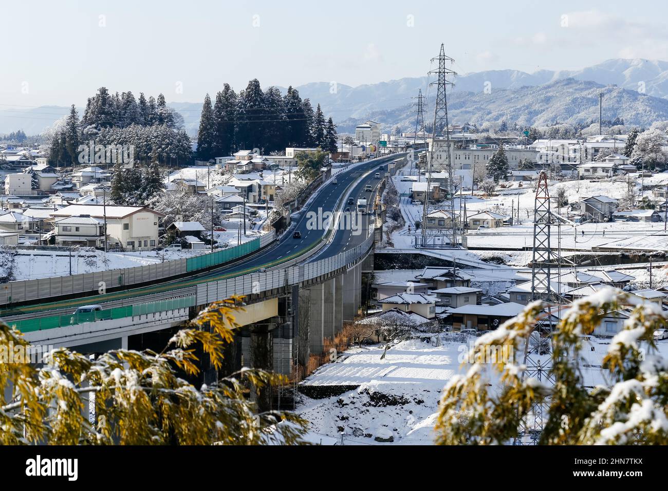 iida, nagano, japan, 2022/11/02 , View of Chuo Expressway Toll road at ...
