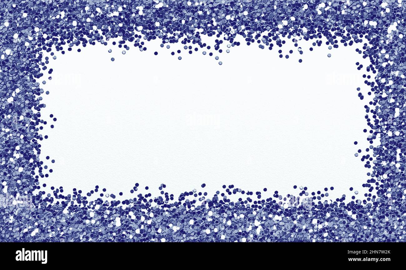 Blue glitter border on white paper background, ideal for announcements ...
