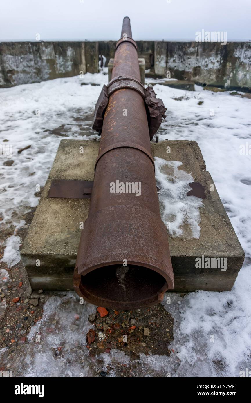 Remains of WWII 3rd Reich defensive artillery battery shoreline ...