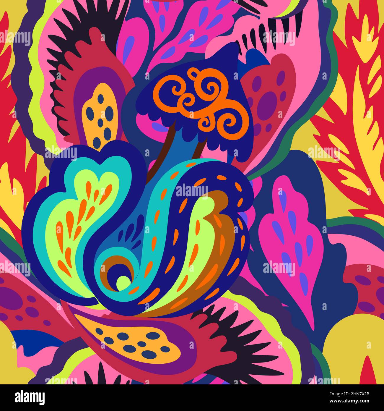 Colorful seamless pattern with crazy psychedelic organic abstract ...