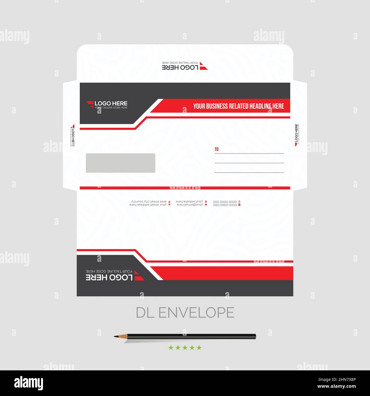 red colored vector DL Envelope design Stock Vector Image & Art - Alamy