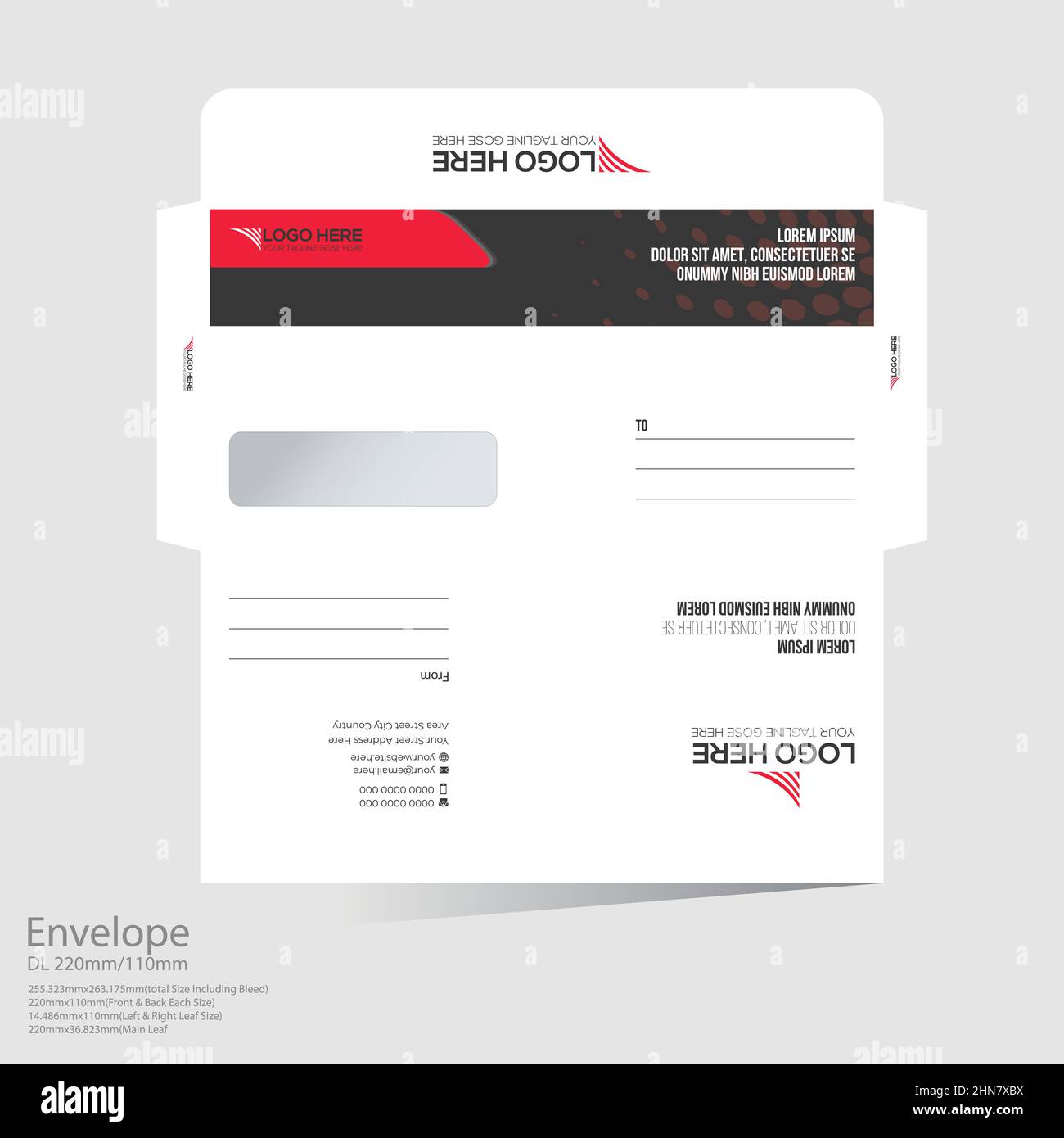 red colored vector DL Envelope design Stock Vector Image & Art - Alamy