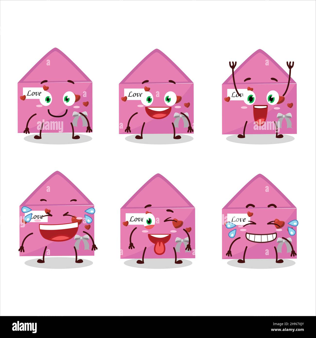 Cartoon character of pink love envelope with smile expression. Vector ...