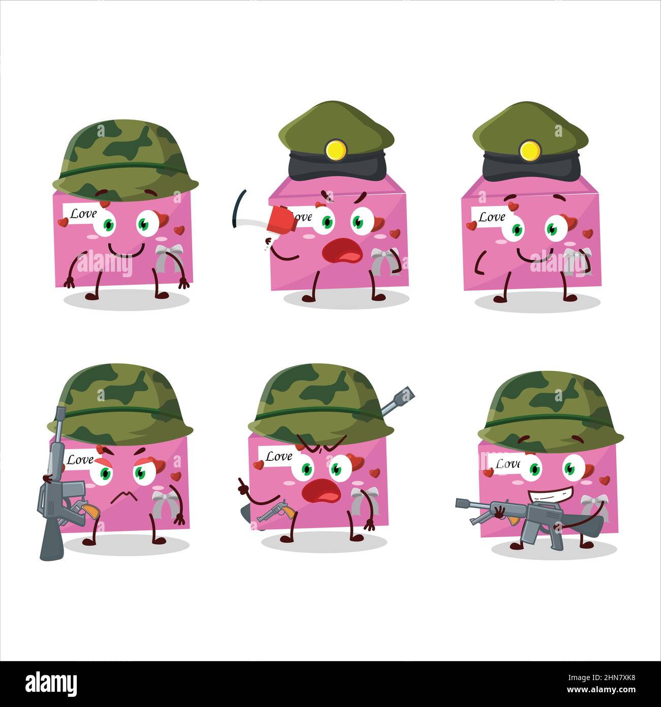 A charming soldier pink love envelope cartoon picture bring a gun ...